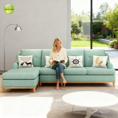 China Aqua Fabric Sectional: Boho - Chic Accents, Wood Legs – Ideal for Whimsical, Art - Filled Modern Interiors for sale