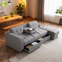 China Foldable Sofa Bed Furniture Sectional Couch With Drawer Storage Ottoman for sale