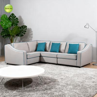 China Grey plush Fabric Corner L Shaped Sectional Sofa 8x8 Custom for sale