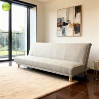 China Minimalist Armless Fabric Sofa Bed Furniture Pull Out Sleeper Couch 3 Seater for sale