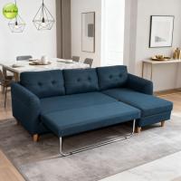 China Linen Fabric L-Shape Corner Sofa For Living Room Space-Saving Furniture Convertible Sleeping Pull-Out Sofa Bed for sale