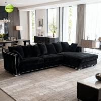 China Luxury Black Velvet Lounge: Bold Studs, Modern Flair – Top Pick for Chic, Statement-Making Urban Homes for sale
