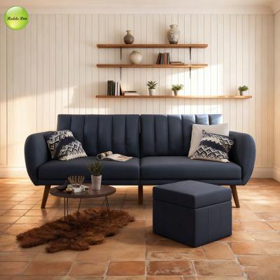 China Minimalist Style 3 Seater Linen Fabric Sofa Space-Saving Living Room Furniture Convertible Sleeping Foldable Sofa Bed for sale