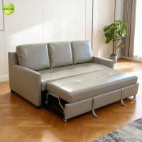 China Modern PU Leather 3 Seater Living Room Sofa Convertible Sleeping Pull Out Sofa Bed Space-Saving For Small Apartment for sale