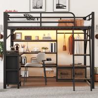 China Full Size Metal High Sleeper Loft Bed Multifunctional For Dorms for sale