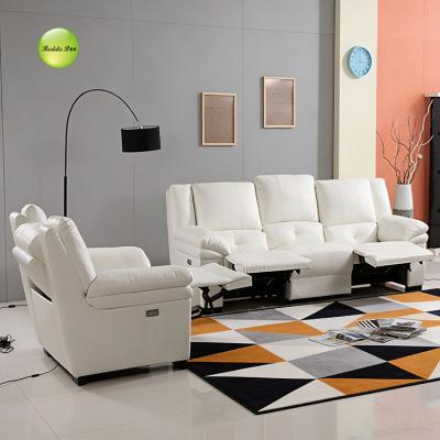 China White Leather Recliner Set: Smooth Upholstery, Adjustable Tilt – Transform Home into a Calm Relaxation Retreat for sale