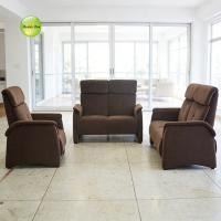China Brown Fabric Recliner Set: Manual Recline, High Backrest – Ideal for Cozy Traditional Living Spaces for sale