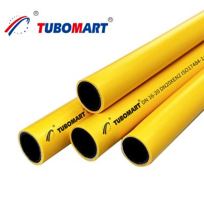 China Pex Al Pex Gas Pipe OD 16mm - 32mm Multilayer Yellow Pex Gas Tubing for sale
