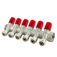 China Tubomart  2-12 Outlets Underfloor Heating Water Distributor PEX Brass Manifolds For Water Control for sale