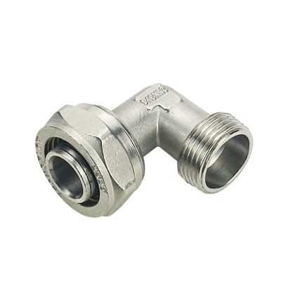 China OEM PEX AL PEX Multilayer Gas Pipe Fittings Yellow Equal Brass Compression Elbow All Size Weld Connection Head Model for sale