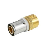 China Tubomart Free Sample ISO Pex Brass Pressfitting Coupling Pex Fittings Brass Plumbing Crimp Fitting Brass Press Fittings for sale