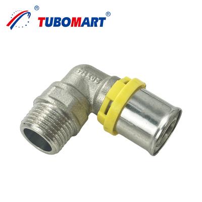 China ISO9001 Customized Brass Fittings Gas Equal Elbow Pex Fittings PEX AL PEX Pipe Brass Press Fittings for sale