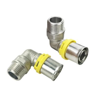 China Corrosion Resistant Press Fittings For PEX AL PEX Pipes PEX Compatible And Customizable Natural Brass Color FOR GAS for sale
