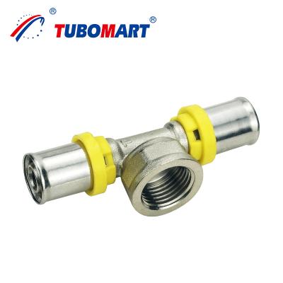 China Tubomart OEM PEX AL PEX Pipe Fitting Gas Multilayer Pipe Fittings TH Style Brass Press Fittings For Gas System for sale