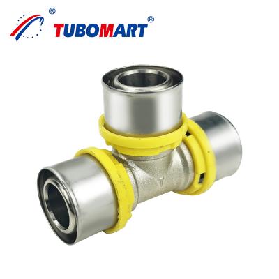 China OEM Factory Brass Fitting For Gas System Approved Pex Al Pex Pipe TH Profile Tee Fittings for sale