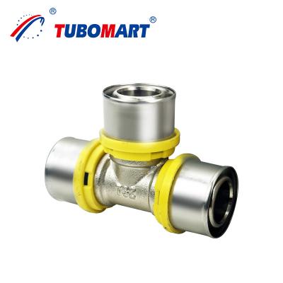 China Customized Pex Al Pex Press Fittings Brass HPb 58-3A Or DZR Brass CW 602N For Pex Tubing Compatibility Gas for sale