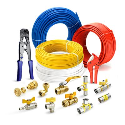China Tubomart 16-32mm Blue Customize Pex Fittings Pex Al Pipe Connector Brass Pex Press Fitting Pressfittings for sale