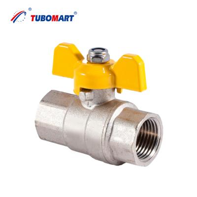 China Tubomart Valve Manufacturer 1/2 - 2 Inch High Quality Double Threaded Two Piece Brass Ball Valve for Gas Pipelines for sale