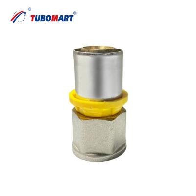 China Tubomart OEM PEX-AL-PEX Th Type Press Fitting FEMALE ELBOW UNION WITH WALL-PALTE for PEX AL PEX Multilayer Pipe for  Gas System for sale