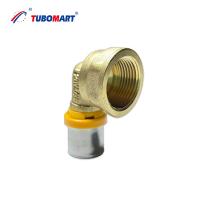 China TUBOMART OEM Brass PEX Pipe Fittings Press Fittings for Gas Female Elbow for Multilayer PEX Pipes Gas Piping for sale