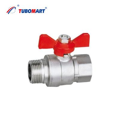 China TUBOMART OEM Brass Ball Valve with Butterfly Handle /2''-1'' Brass Ball Valve for Water Supply for sale