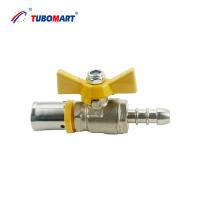 China Tubomart OEM 14-32mm Brass Press Gas Ball Valve with Butterfly Handle for Multi-Layer PEX AL PEX Piping Gas Use for sale