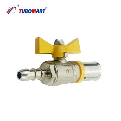 China Hot Selling ISO17484 ISO9001 Certified  Gas Connector Accessories 16-32mm Brass PEX Press Accessories Yellow Brass Gas Pipe Accessories for sale