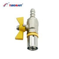 China OEM PRESS GAS HOSE BALL VALVE BUTTERFLY HANDLE S1216*8 HOSE TAIL 8MM and 10MM for Pex Al Pex Multilayer Plastic Gas Pipe for sale