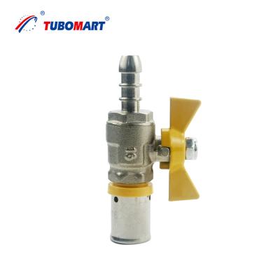 China OEM PRESS GAS HOSE BALL VALVE LONG HANDLE Size with S16X10 for PAP Multilayer Gas Pipe for sale