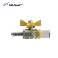 China OEM PRESS GAS HOSE BALL VALVE BUTTERFLY HANDLE S1216*8 HOSE TAIL 8MM and 10MM for Gas Use for sale
