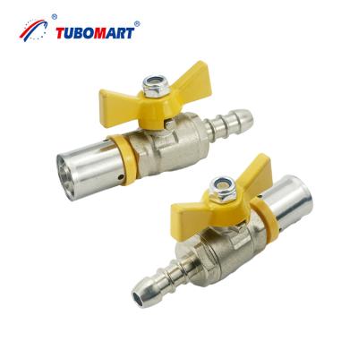 China Tubomart OEM pressure gas hose ball valve with long handle, size S16X10, suitable for PAP multi-layer gas pipelines, conforming to AS4716 standard. for sale