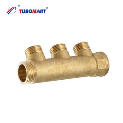 China TUBOMART OEM 2-6 Outlets Brass Manifold Without Nozzle Connect Pex  PEX-AL PEX  Copper Pipe And Brass Fittings For Gas Water for sale
