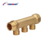 China Tubomart OEM Brass Collector Color 2-6 Ways Manifold Water 36mm 50mm Underfloor Hose Brass Water Manifold for Home Floor Heating for sale