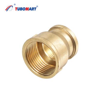 China Tubomart Oem Brass Wallplated Straight Tee Cap Coupling Plumbing Compression Screw Fitting for sale
