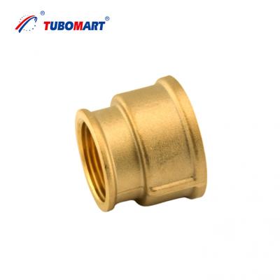 China TUBOMART OEM Factory Good Quality Direct Double Female Brass Nipple Straight Female Reducer Water Piping Solutions for sale