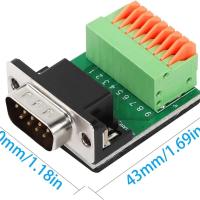 China DB9 D Sub 9 Pin Female Male RS232 Serial Adapter to Screw Terminal Blocks Breakout Board Without Cover for sale
