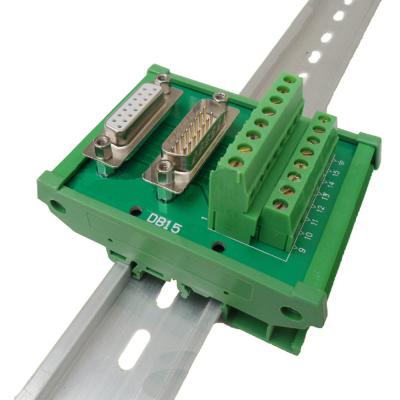 China DB15 D Sub 15 Pin Male Female Dual Connectors Terminal Block Wiring Breakout Board for sale