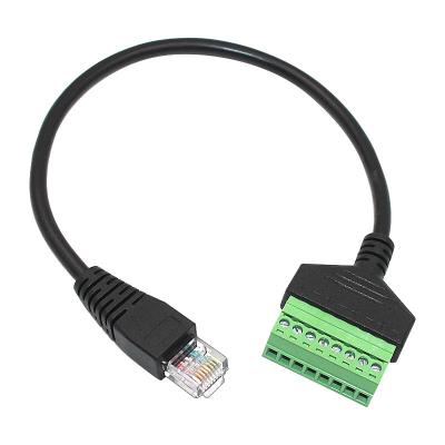 China Female or Male RJ45 8P8C Connector to 8 Pin Screw Terminals Converter Adapter Cable 30cm Long for sale