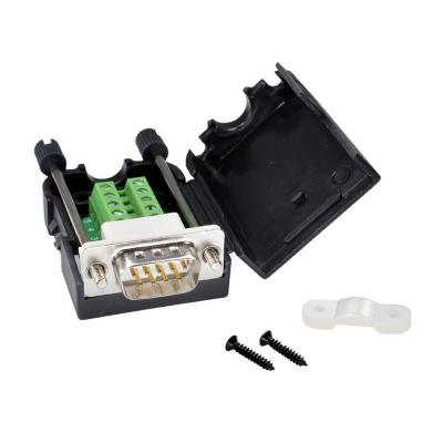 China DB9 D Sub 9 Pin RS232 Serial Port Connectors to Terminal Blocks Adapter with housing for sale