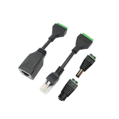 China POE Cable RJ45 Network Female Jack DC Power Plug to Screw Terminals Adapter for Monitor Camera for sale