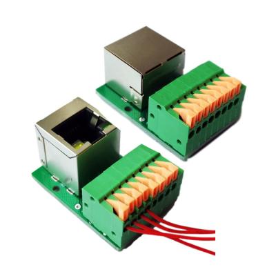 China 8 Pin Spring Crimping Terminal Blocks to Network RJ45 Jack Adapter PCB Module for sale