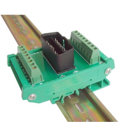 China OBD2 16pin Connectors to Terminal Blocks Breakout Board DIN Rail Mounting for sale