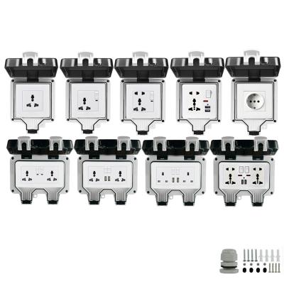 China Wall Mounted Power Outlet Socket Outdoor Charging Poles Plastic Switch Box IP66 Wheatherproof for sale