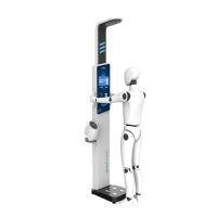 China Steel LCD Display 500kg Ultrasonic Body Fat Analyzer Height and Weight Digital Scale Overall Size 33*55*235 for sale