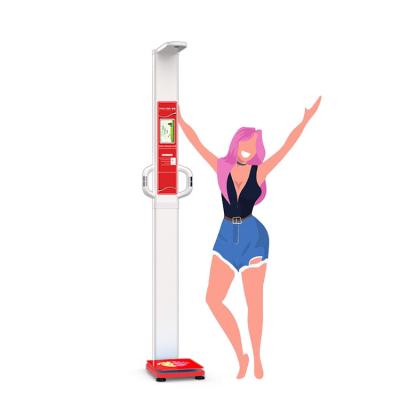 China AC100-220V Coin Operated Folding Height Weight BMI Scale Machine with Body Fat Analyzer for sale