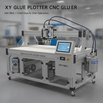 China XY Glue Plotter CNC Gluer with Hot Melt And Cold Glue In One Operation, Adjustable 5L-20L Glue Volume and 1700x2500mm Working Size for sale