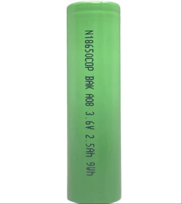 China BAK 3.6V Cylindrical Lithium Ion Battery N18650COP 2500mAh 30A Discharge for sale