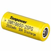 China Tenpower INR18650-25PG 3.6V Cylinder Lithium Ion Battery 2500mAh 30A Discharge for sale