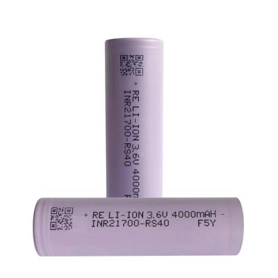 China Reliance RS40 3.6V 4000mAh Li-ion Cell 70A High Discharge Fast Charge 14A for Power Tools Drones for sale