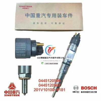 China Common Rail Diesel Fuel Injector 0445120596 0445120597 201V10100‑6181 For Sinotruk Howo Heavy‑Duty Truck Diesel Engine Injector for sale